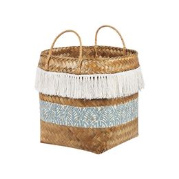 Beliani Korb MESUJI in Naturfarben/Wei&szlig;/Blau - (W) 40 x (H) 42 x (L) 40 cm | Gr.: onesize
