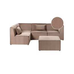 Beliani 5-tlg Modulsofa LEMVIG in Beige rechtsseitig | Gr.: onesize
