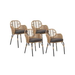 Beliani 4er-Set Gartenstuhl PRATELLO in Naturfarben/Beige/Grau | Gr.: onesize