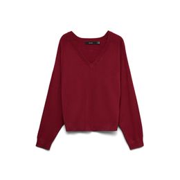 V&eacute;ro Moda VERO MODA Damen Strickpullover "VMHOLLY KARIS LS V-NECK PULLOVER BOO"biking rot, Gr. XL, unifarben, Strick, Obermaterial: 50% Viskose, 28% Polyester,