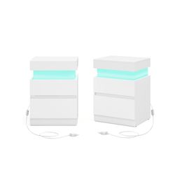 VASAGLE 2er-Set: Nachttisch Kailyn in Wei&szlig; - (B)40 x (H)55 x (T)35 cm | Gr.: onesize