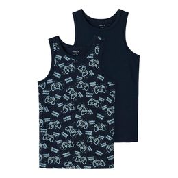 name it Jungen Unterhemden 2 er Pack "Game Over" in Blau | Gr.: 116