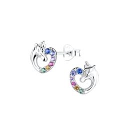 Alexander York Ohrringe, Ohrstecker EINHORN HERZ in 925 Sterling Silber, 2-tlg. in silber | Gr.: onesize