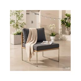 home24 Sesselmodul Cipressa Teak & Edelstahl in Grau / Teak / Silber | Gr.: onesize