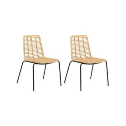 Beliani 2er-Set Esszimmerstuhl TAOS in Naturfarben/Schwarz | Gr.: onesize