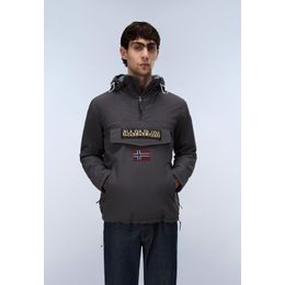 Napapijri Herren Anorak "RAINFOREST POCKET 2 DARK GREY SOLID", grau, Gr. XL, Obermaterial: 100% Polyamid, Jacken, mit sportlichem Schnitt, f&uuml;r