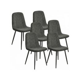 VASAGLE 6er-Set: Esszimmerstuhl in Schiefergrau - (B)55 x (H)85.5 x (T)43.5 cm | Gr.: onesize