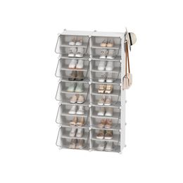 SONGMICS Schuhregal Damion in Wei&szlig;-Transparent - (B)83 x (H)156 x (T)32 cm | Gr.: onesize