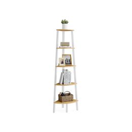 VASAGLE Eckregal Barnet in Eichenfarben-wei&szlig; - (B)37.2 x (H)159 x (T)37.2 cm | Gr.: onesize