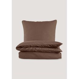 hessnatur Perkal Bettw&auml;sche-Set in schokobraun | Gr.: 240x220 (2x 80x80 cm)