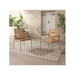 home24 Stapelstuhl Softline 2er-Set in Teak | Gr.: onesize