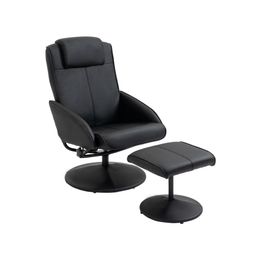 HOMCOM Relaxsessel mit Hocker-L78 &times; B67 &times; H98 cm-Schwarz | Gr.: onesize