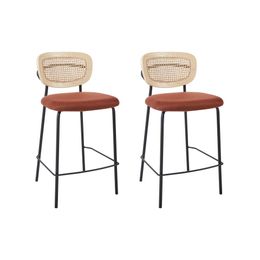 Beliani 2er-Set Barhocker MAYETTA in Naturfarben/Orange/Schwarz | Gr.: onesize