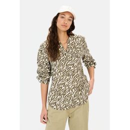Camel Active Langarm-Bluse mit Allover-Print in Olive-Beige | Gr.: L