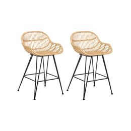 Beliani 2er-Set Barhocker TERRELL in Naturfarben/Schwarz | Gr.: onesize