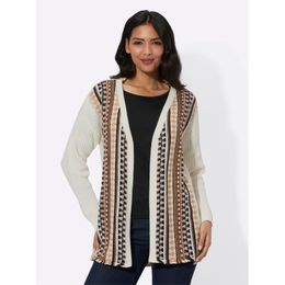 Sieh an! Strickjacke in ecru-camel-gemustert | Gr.: 40
