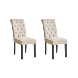 Beliani 2er-Set Esszimmerstuhl VELVA in Beige/Schwarz | Gr.: onesize
