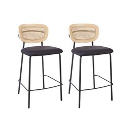 Beliani 2er-Set Barhocker MAYETTA in Naturfarben/Schwarz | Gr.: onesize