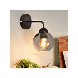 ZMH Wandleuchte in schwarz Glas 1-flammige E27 Vintage rund Hallampe Max.40W | Gr.: onesize