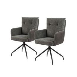 home24 Drehbarer Armlehnenstuhl Avatui 2er-Set in Vintage Dunkelbraun | Gr.: onesize