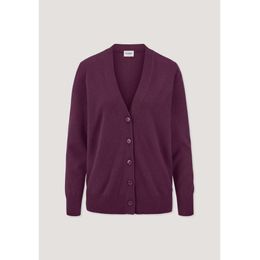 hessnatur Strickjacke Relaxed aus Bio-Schurwolle mit Cashmere in fuchsia | Gr.: L