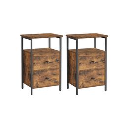 VASAGLE 2er-Set: Nachttisch Bellah in Vintagebraun, Schwarz - (B)28 x (H)60 x (T)38 cm | Gr.: onesize