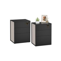 VASAGLE 2er-Set: Nachttisch in Tintenschwarz - (B)45 x (H)58.7 x (T)35 cm | Gr.: onesize