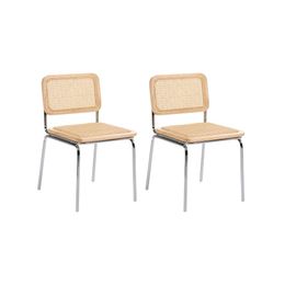 Beliani 2er-Set Esszimmerstuhl CORVALLIS in Naturfarben/Braun/Silber | Gr.: onesize