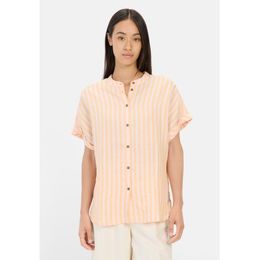 Camel Active Gestreifte Bluse aus Leinen-Lyocell-Mix in Orange | Gr.: M