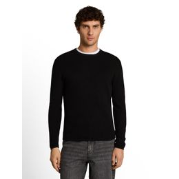 Herren Strickpullover, schwarz, Gr. S, Tom Tailor Denim, Strick, Obermaterial: 100% Baumwolle, Pullover