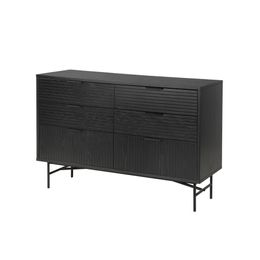 home24 Sideboard KNIVS 6 Schubladen in Eiche Schwarz | Gr.: onesize