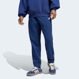 Herren Sporthose "ESSENTIALS 3-STREIFEN, FRENCH TERRY, SCHMAL ZULAUFEND, B&Uuml;NDCHEN", blau, Gr. XXL, adidas Sportswear, Obermaterial: 100% Baumwolle,