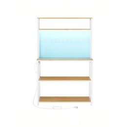 VASAGLE K&uuml;chenregal Barnet in Eichenfarben-Wei&szlig; - (B)80 x (H)168.4 x (T)40 cm | Gr.: onesize