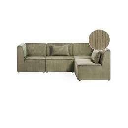 Beliani 4-tlg Modulsofa LEMVIG in Gr&uuml;n linksseitig | Gr.: onesize