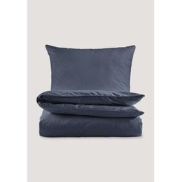 hessnatur Perkal Bettw&auml;sche-Set in samtblau | Gr.: 155x220 cm (80x80 cm)