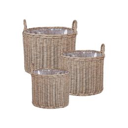 Beliani 3er-Set Outdoor Blumentopf PENDULA in Braun | Gr.: onesize
