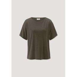 hessnatur T-Shirt Oversize aus TENCEL Lyocell und Bio-Baumwolle in vintage oliv | Gr.: M