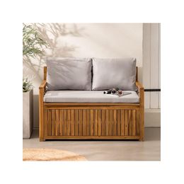 home24 Massive Gartenbank Luwo in Grau / Braun | Gr.: onesize