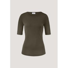 hessnatur Softrib T-Shirt in vintage oliv | Gr.: 36