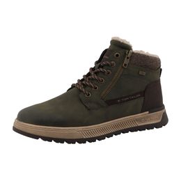 Tom Tailor Herren Winterboots, Gr. 45, gr&uuml;n, Lederimitat, Textil, Schuhe, Schn&uuml;rboots mit wasserabweisender TEX-Ausstattung