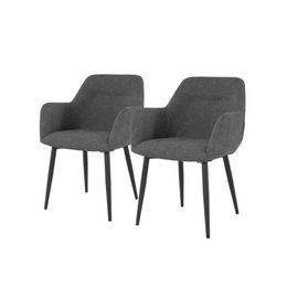 home24 Armlehnenstuhl Ecunda 2er-Set in Anthrazit | Gr.: onesize