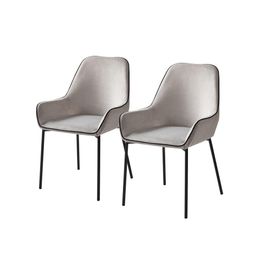 home24 Polsterstuhl Evy II (2er-Set) in Grau | Gr.: onesize