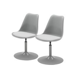 home24 Drehbarer Esszimmerstuhl TILBA 2er Set in Grau | Gr.: onesize