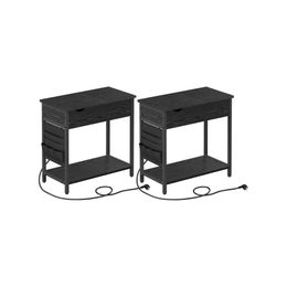 VASAGLE 2er-Set: Beistelltisch in Schwarz mit Holzmaserung - (B)60 x (H)60 x (T)31.5 cm | Gr.: onesize