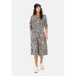 Camel Active Langes Hemdblusenkleid mit Allover-Print in Schwarz-Wei&szlig; | Gr.: XXL