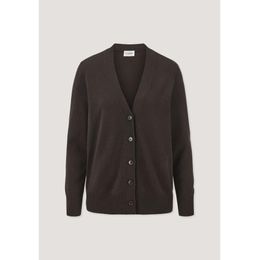 hessnatur Strickjacke Relaxed aus Bio-Schurwolle mit Cashmere in kakao braun | Gr.: S