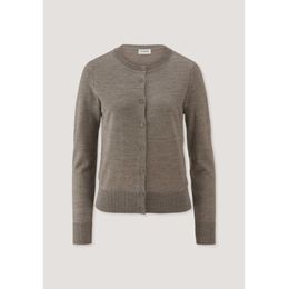 hessnatur Strickjacke Regular aus reiner Bio-Merinowolle in dunkles mauve | Gr.: L