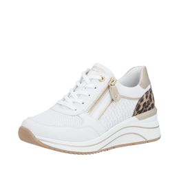 Remonte Damen Keilsneaker, Gr. 45, wei&szlig;, Leder, Lederimitat, Schuhe, Freizeitschuh, Halbschuh, Schn&uuml;rer mit seitlichem Rei&szlig;verschluss
