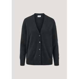 hessnatur Strickjacke Relaxed aus Bio-Schurwolle mit Cashmere in schwarz | Gr.: M