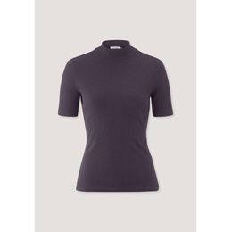hessnatur Mock-Neck Shirt Slim aus Bio-Baumwolle in dunkle traube | Gr.: 36